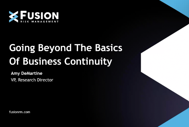 Going Beyond the Basics of Business Continuity with Amy DeMartine - Fusion