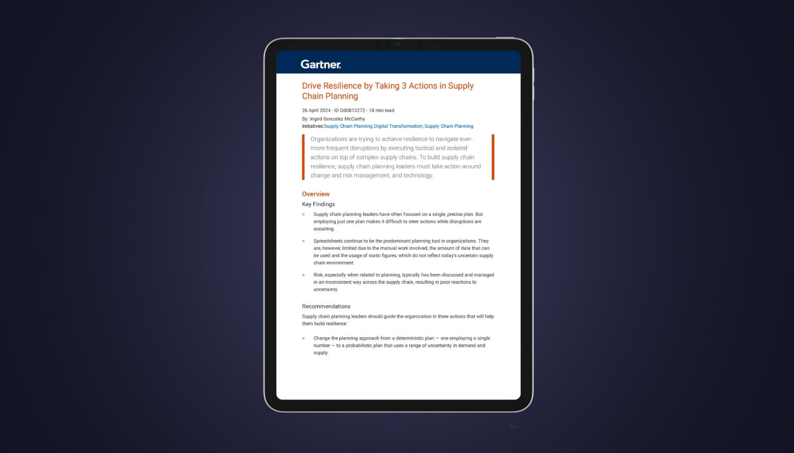 Gartner's "Drive Resilience by Taking 3 Actions in Supply Chain ...